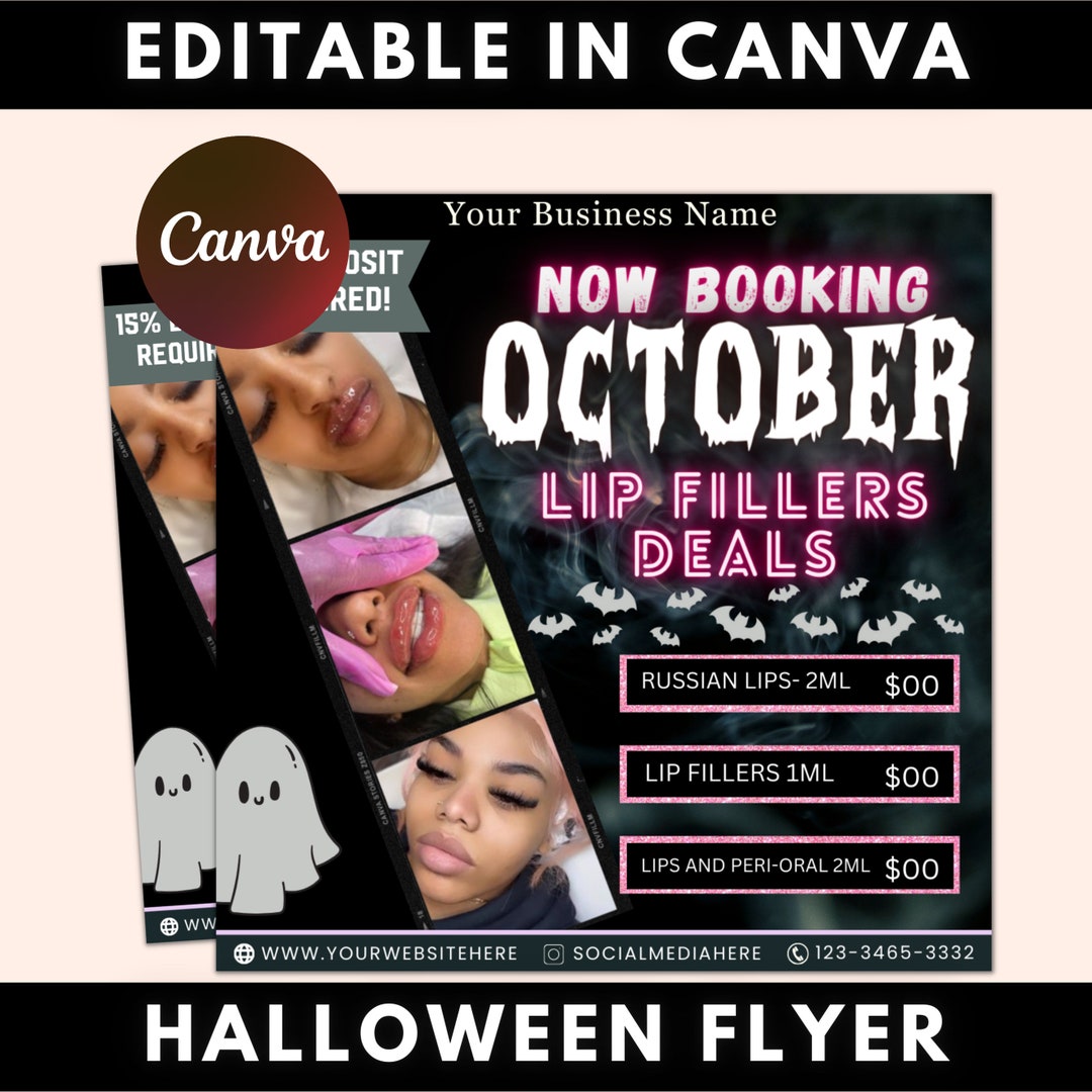 October Booking Flyer, Lip Filler Flyer, Booking Flyer, DIY Flyer ...