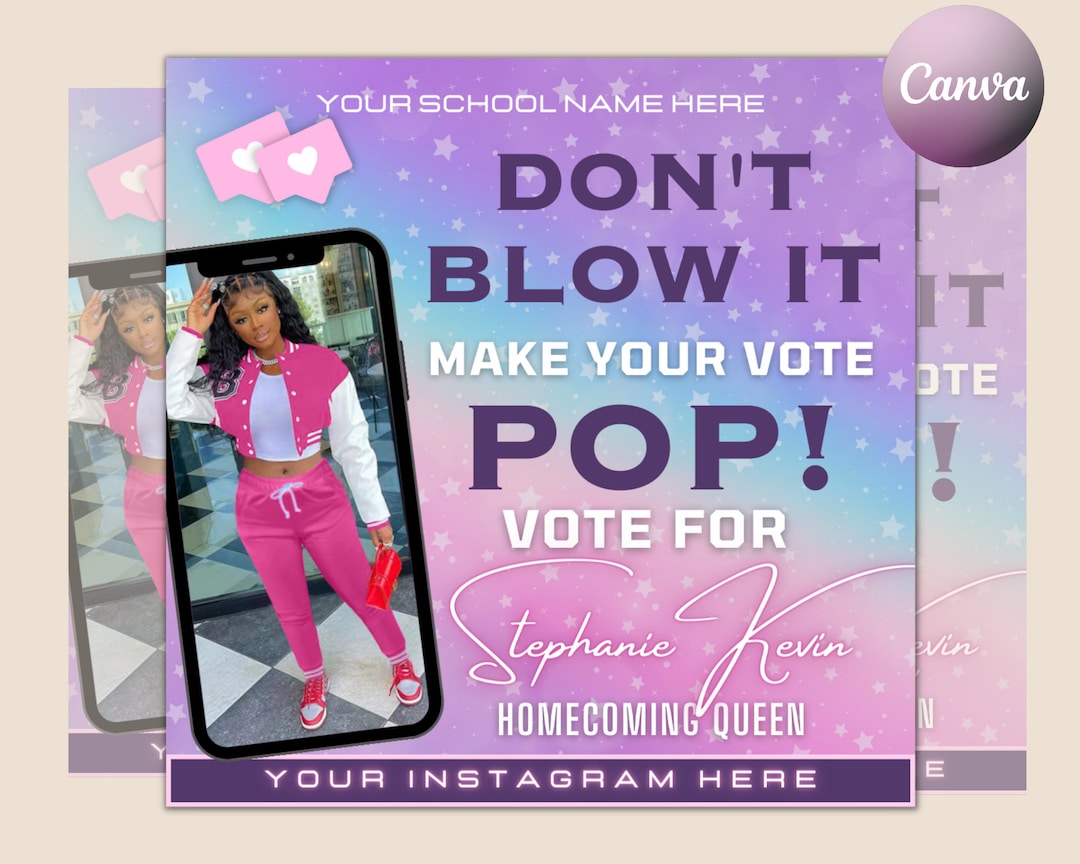 Homecoming Pop the Vote Flyer| DIY Voting Campaign Election High School ...