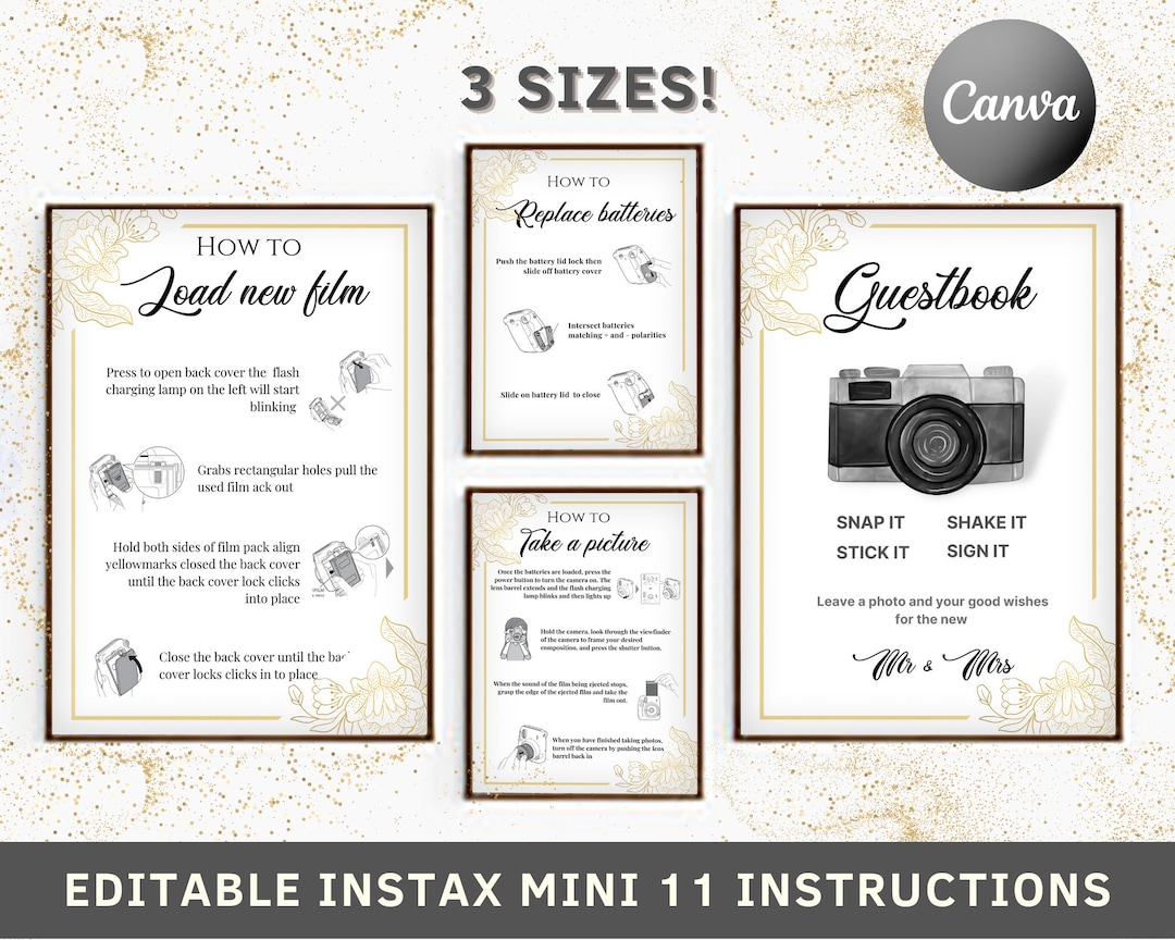 Instax Mini 11 Photo Guestbook Sign, Camera Instructions, How to Take A ...