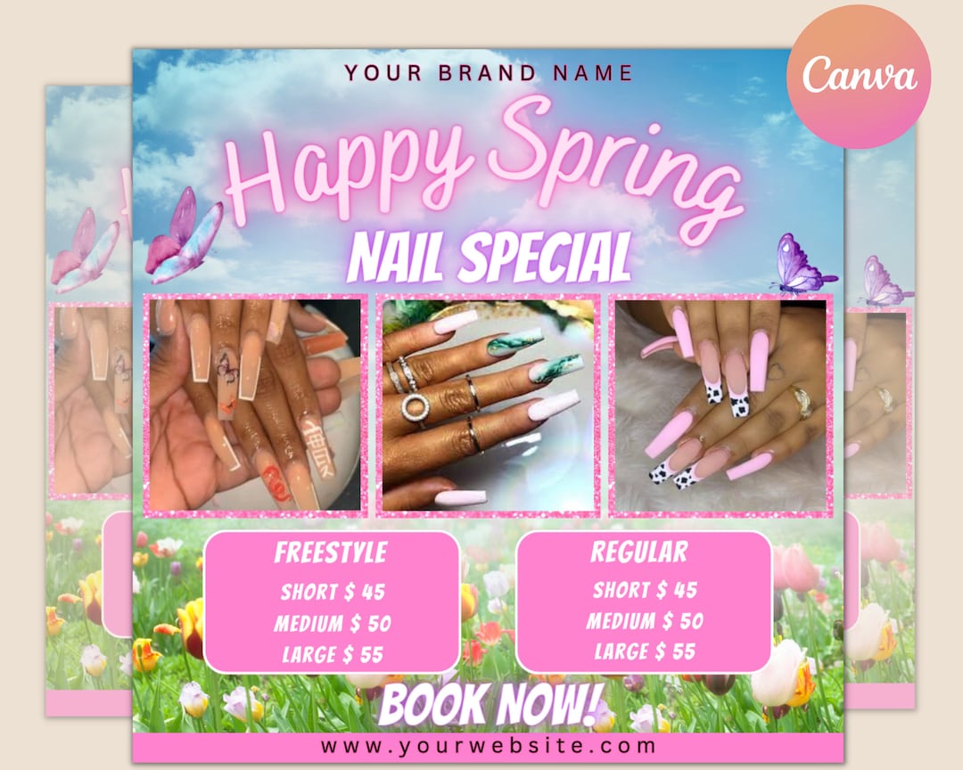 Printable Nail Salon Flyer, Nail Special Flyer, Spring Flyer, Beauty ...