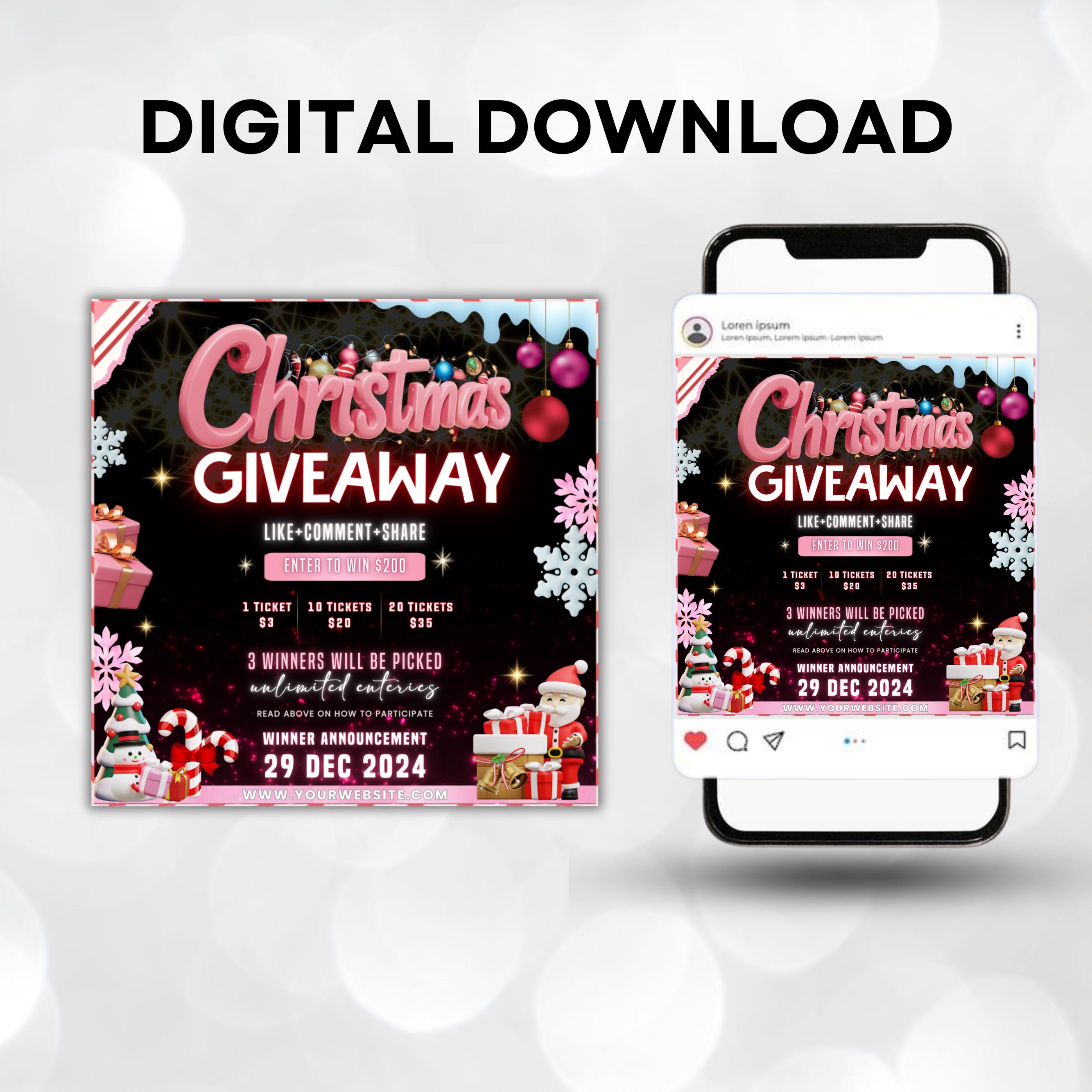 Christmas Raffle Flyer, Christmas Flyer, DIY Flyer Design Template ...