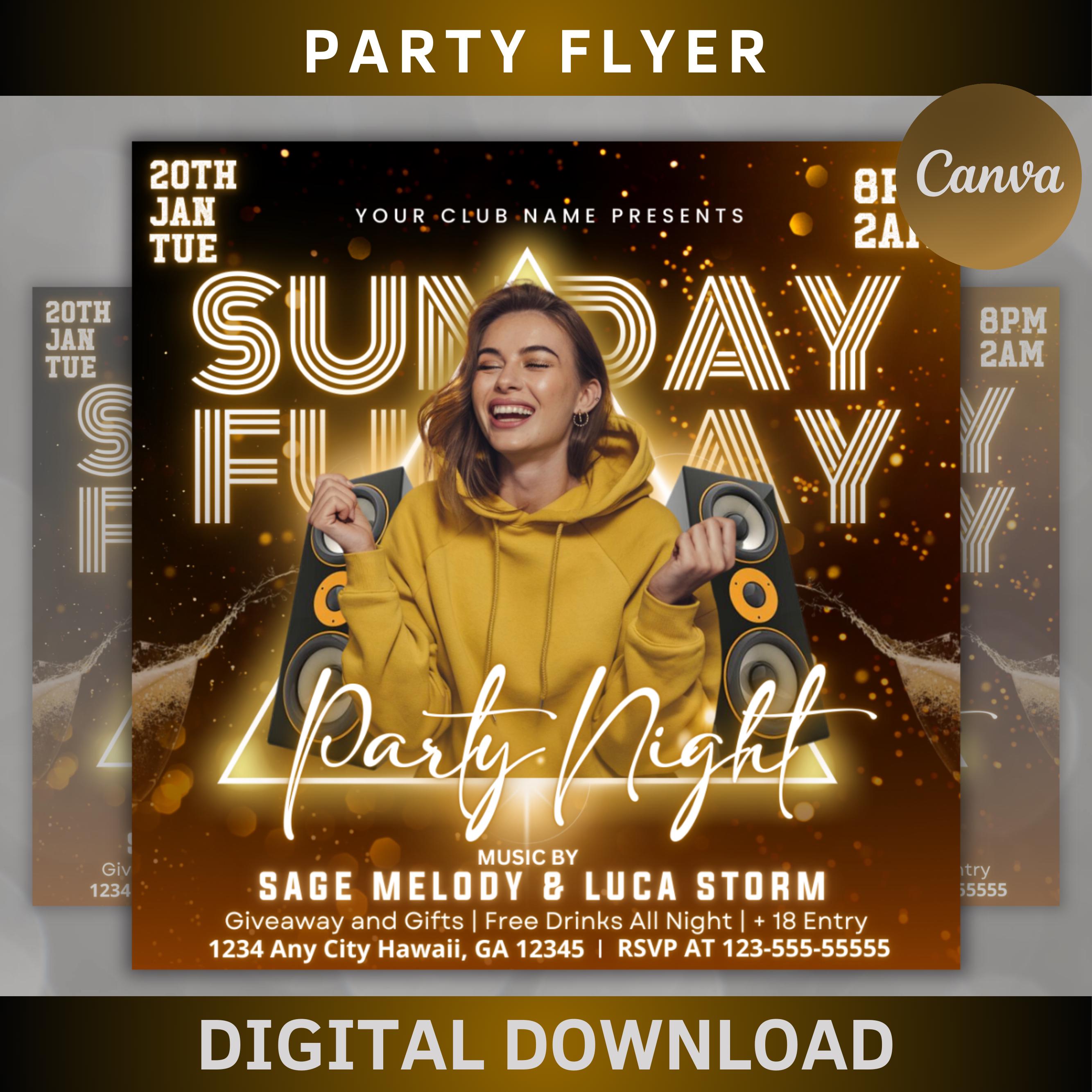 Sunday Party Flyer, Club Party Flyer, Sunday Funday Night Club Flyer ...