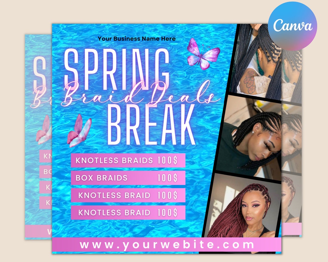 Spring Flyer, Spring Sale Flyer, Beauty Flyer, Braid Special Flyer ...