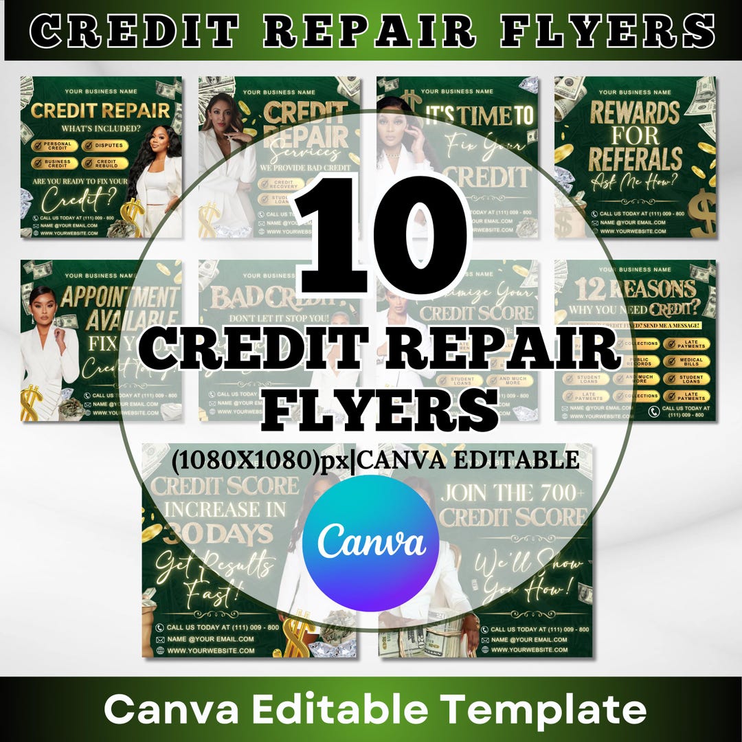 Credit Repair Flyer Bundle , DIY Flyer Template Design, Editable Flyer ...