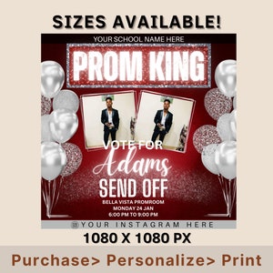 Vote Homecoming KING , Social Media Flyer, Class Campaign Flyer, High ...