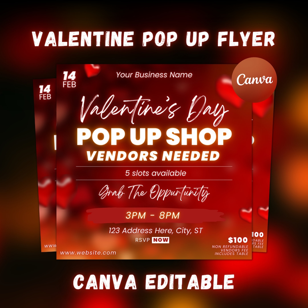 Valentine Pop up Shop Flyer, Valentine Event Flyer Template, Pop up ...