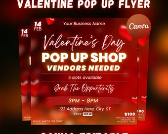 Valentine Pop up Shop Flyer, Valentine Event Flyer Template, Pop up ...