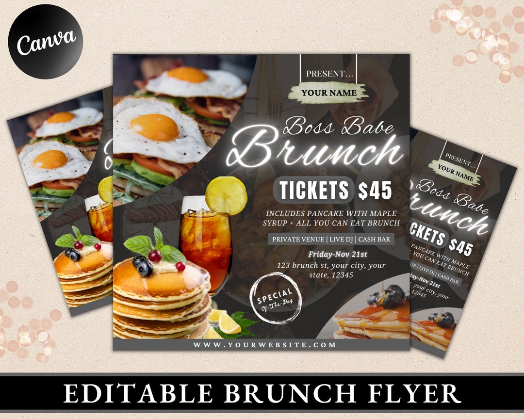 Brunch Flyer | DIY Brunch Invitation Birthday Brunch Boss Babe Brunch ...