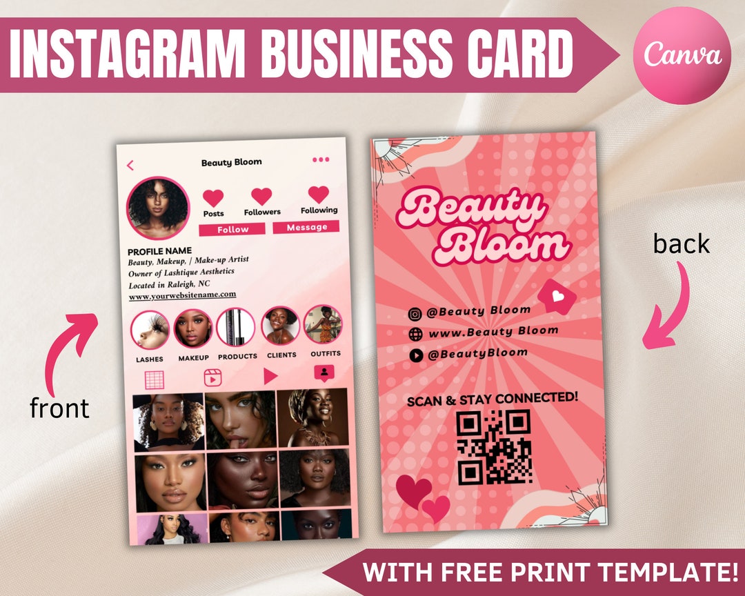 Instagram Business Card 2023, DIY Canva Business Card Template Design ...