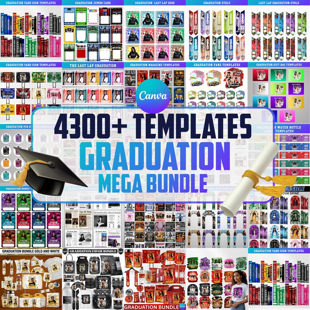 4300+ Graduation Mega Bundle Canva Templates,graduation Fan Template ...