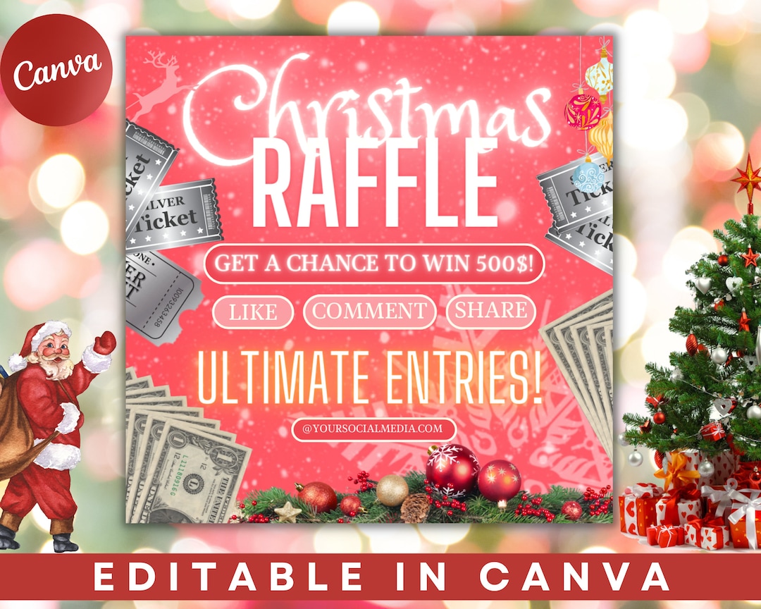 Printable Christmas Raffle Flyer, Holiday Flyer, Giveaway Flyer ...