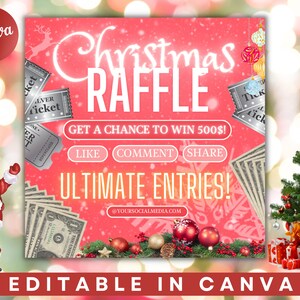 Printable Christmas Raffle Flyer, Holiday Flyer, Giveaway Flyer ...