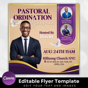 Editable Ordination Service Flyer, Church Flyer, Ordination Church ...