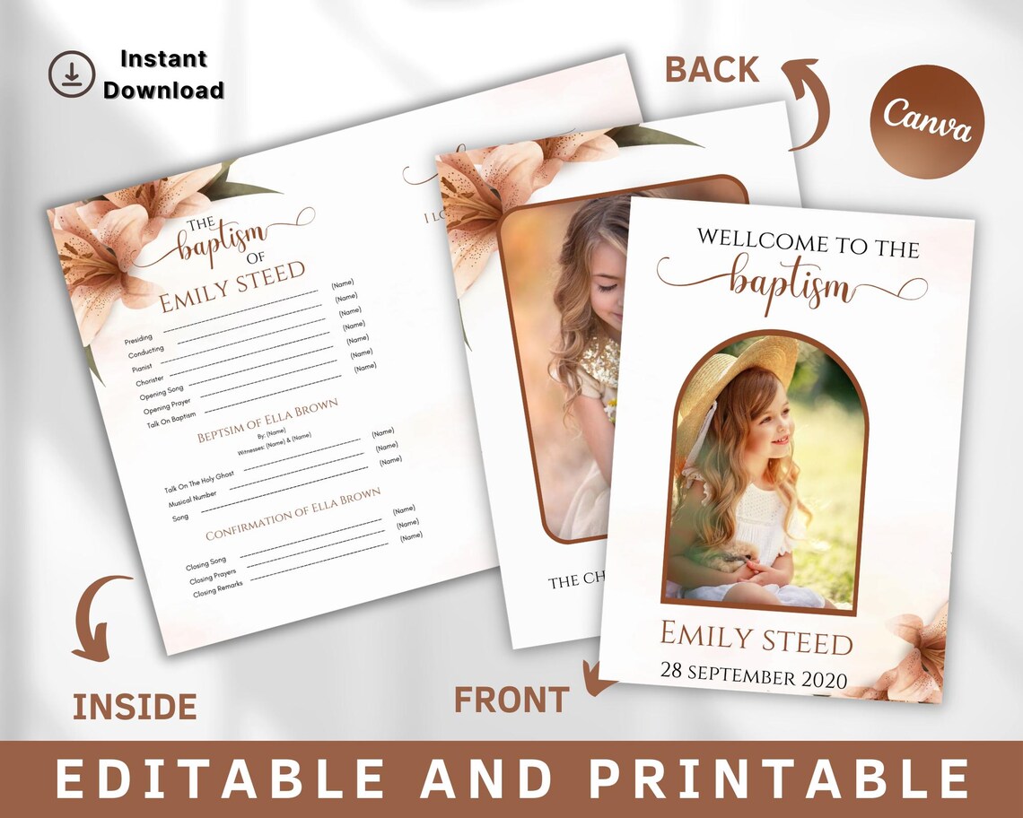 Baptism Program Lds, Editable LDS Baptism Program Template, LDS Baptism ...