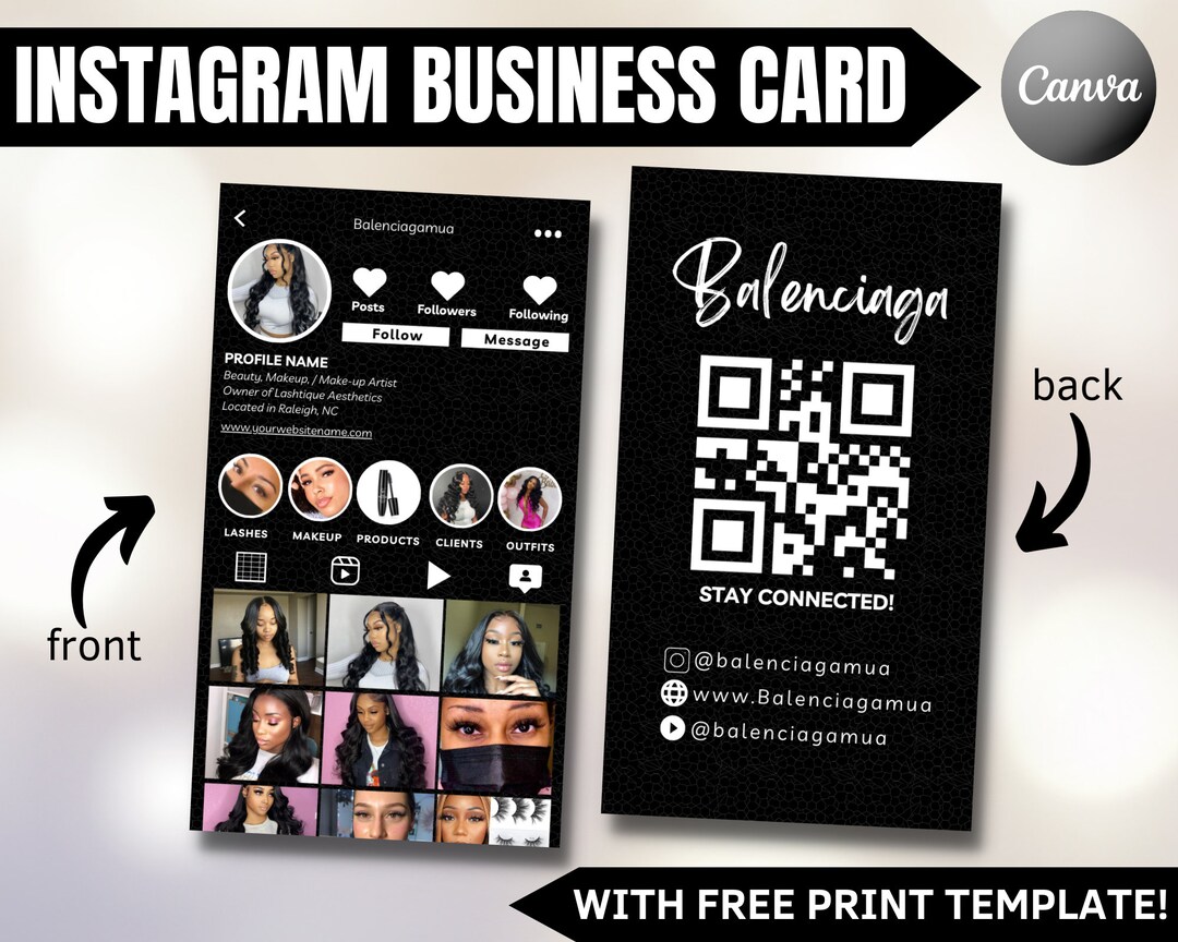Instagram Business Card 2023, DIY Canva Business Card Template Design ...