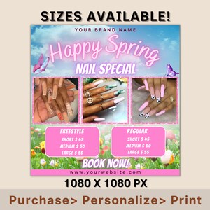 Printable Nail Salon Flyer, Nail Special Flyer, Spring Flyer, Beauty ...
