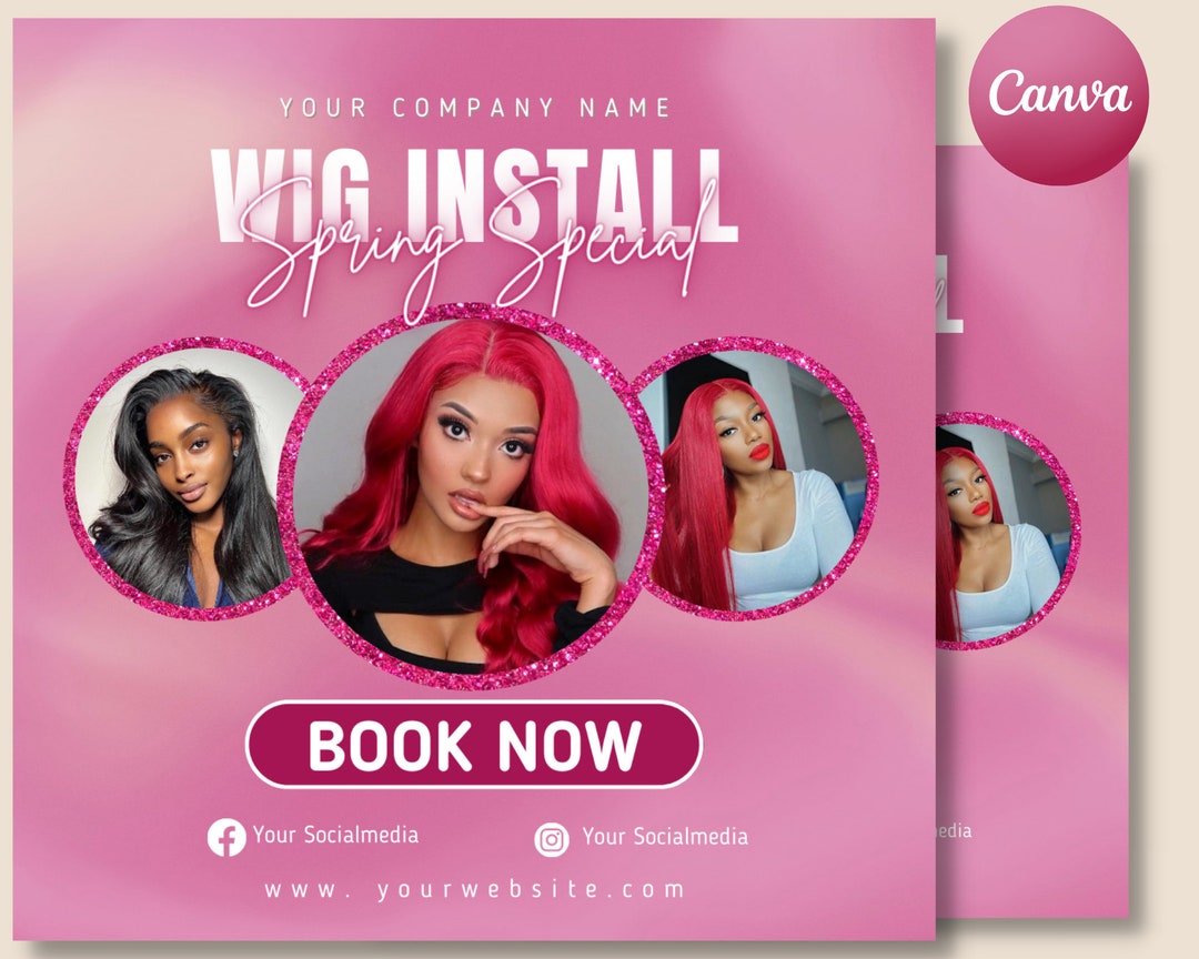Wig Install Specials Flyer | DIY Hair Salon Appointment Book Now Sale ...