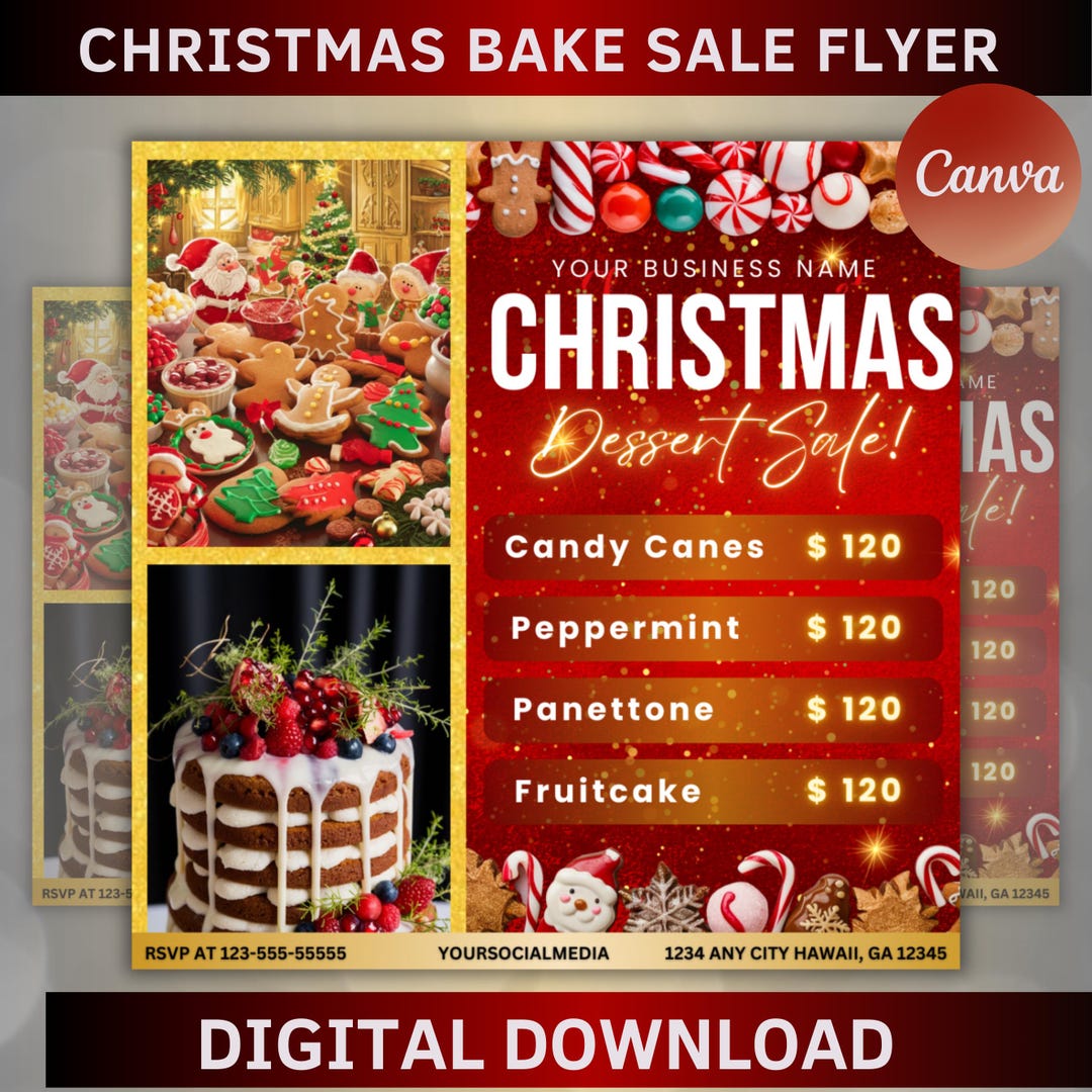 Christmas Sweet Treats Flyer, Diy Flyer Template Design, December Bake ...