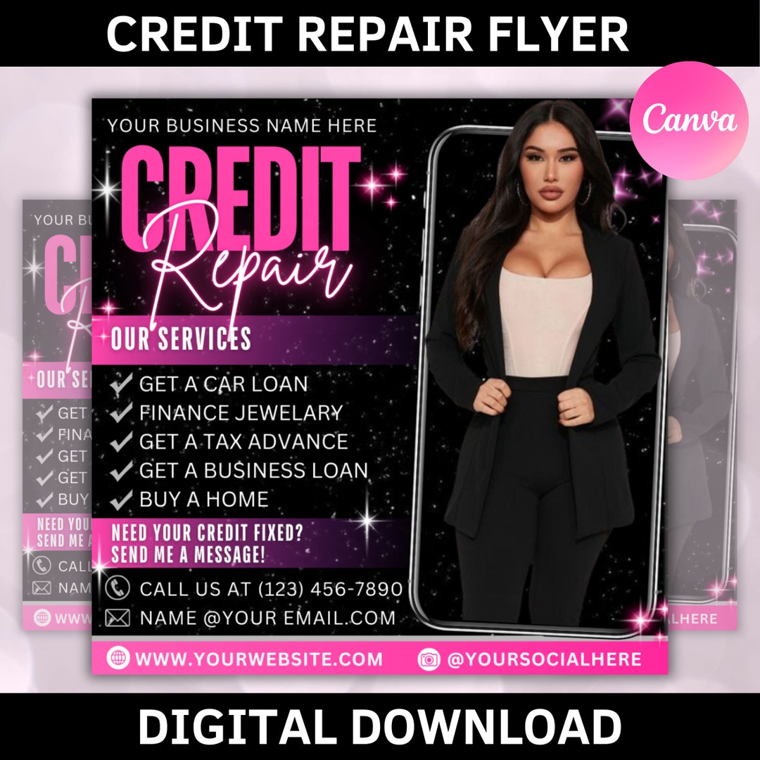 Credit Repair Flyer, DIY Flyer Template Design, Editable Flyer ...