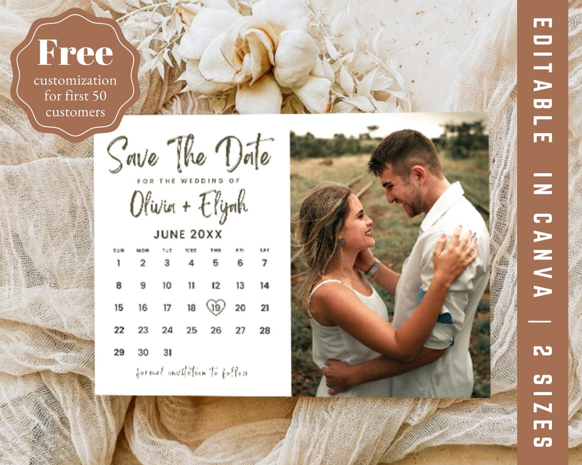 Save the Date Calendar Template, Calendar Save Date, Diy Invitation ...