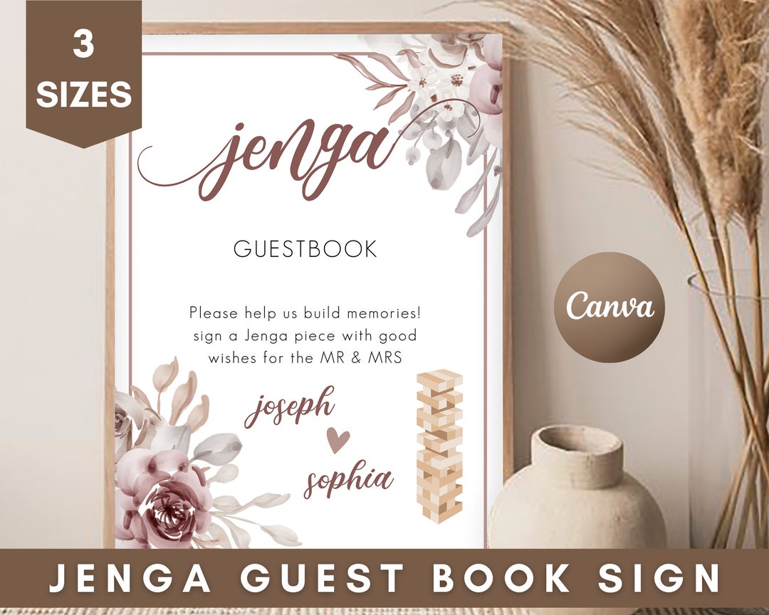 Wedding Jenga Guestbook Sign, Printable Jenga Guestbook Template ...