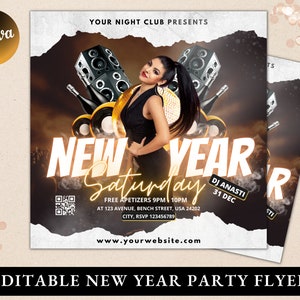 New Year Party Flyer, Party Invitation, Night Club, Night Club Flyer ...