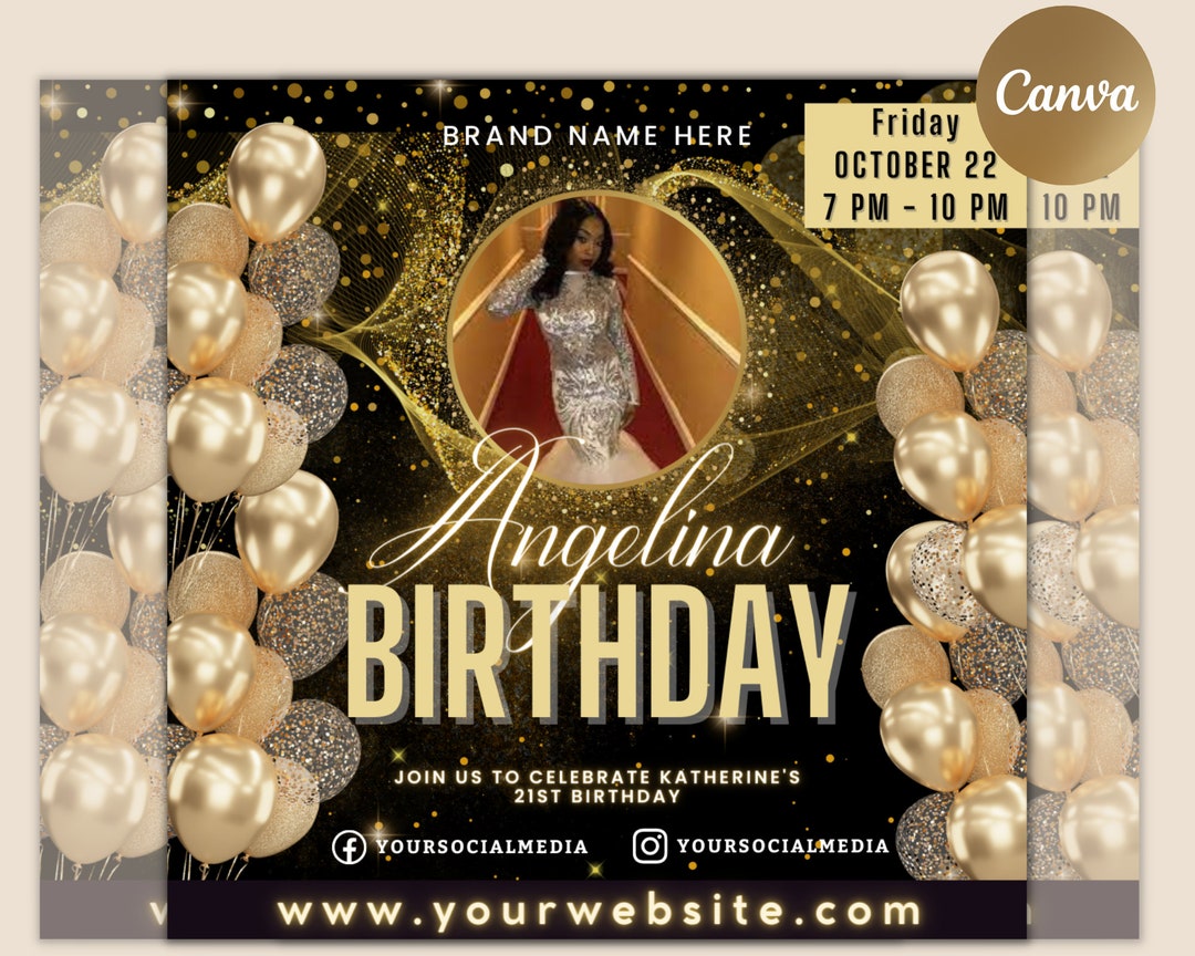 Happy Birthday Flyer, Editable Birthday Flyer, Birthday Girl Invitation ...