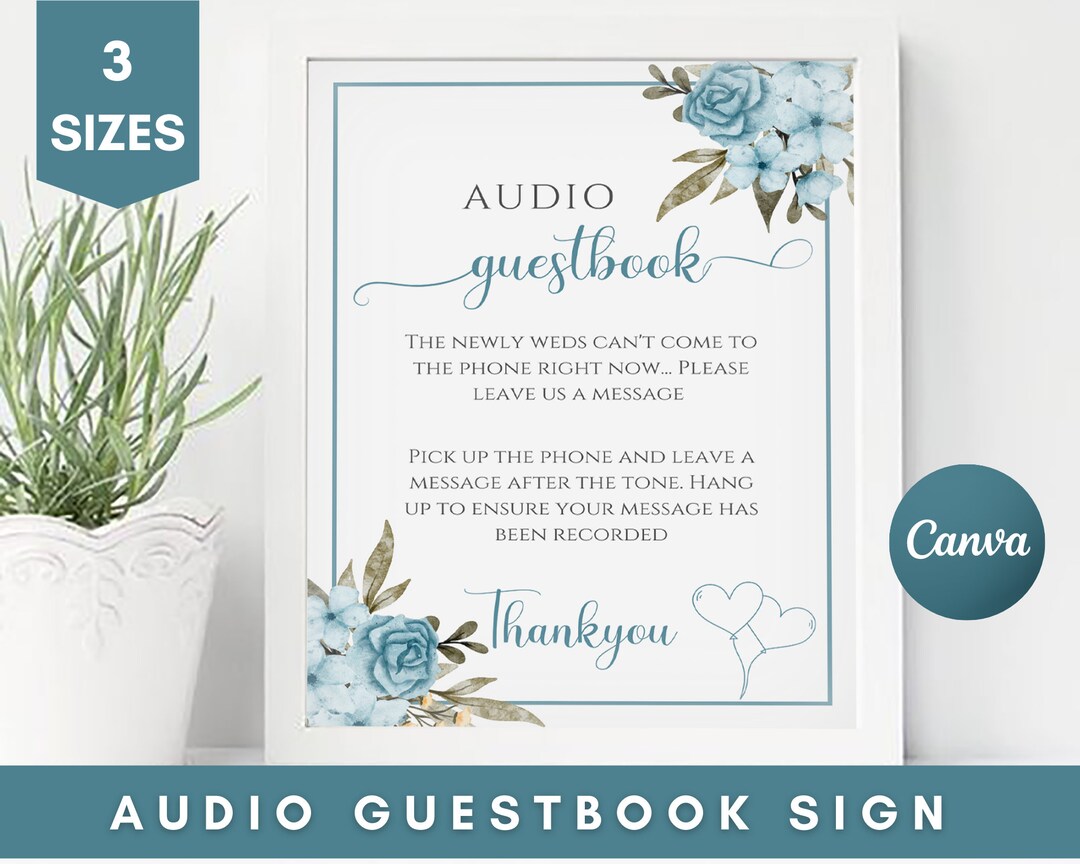 Audio Guestbook Sign Template, Editable Telephone Guestbook Sign ...