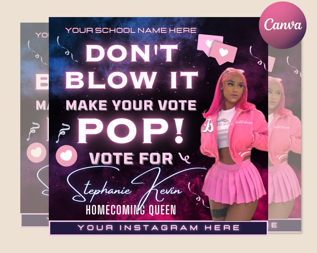 Homecoming Pop the Vote Flyer| DIY Voting Campaign Election High School ...