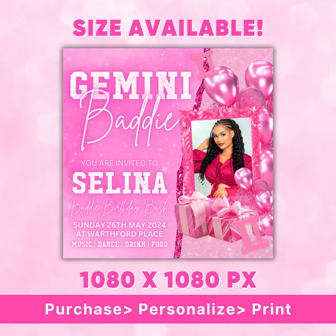 Gemini Editable Birthday Flyer, Gemini Flyer Canva Template, Birthday ...