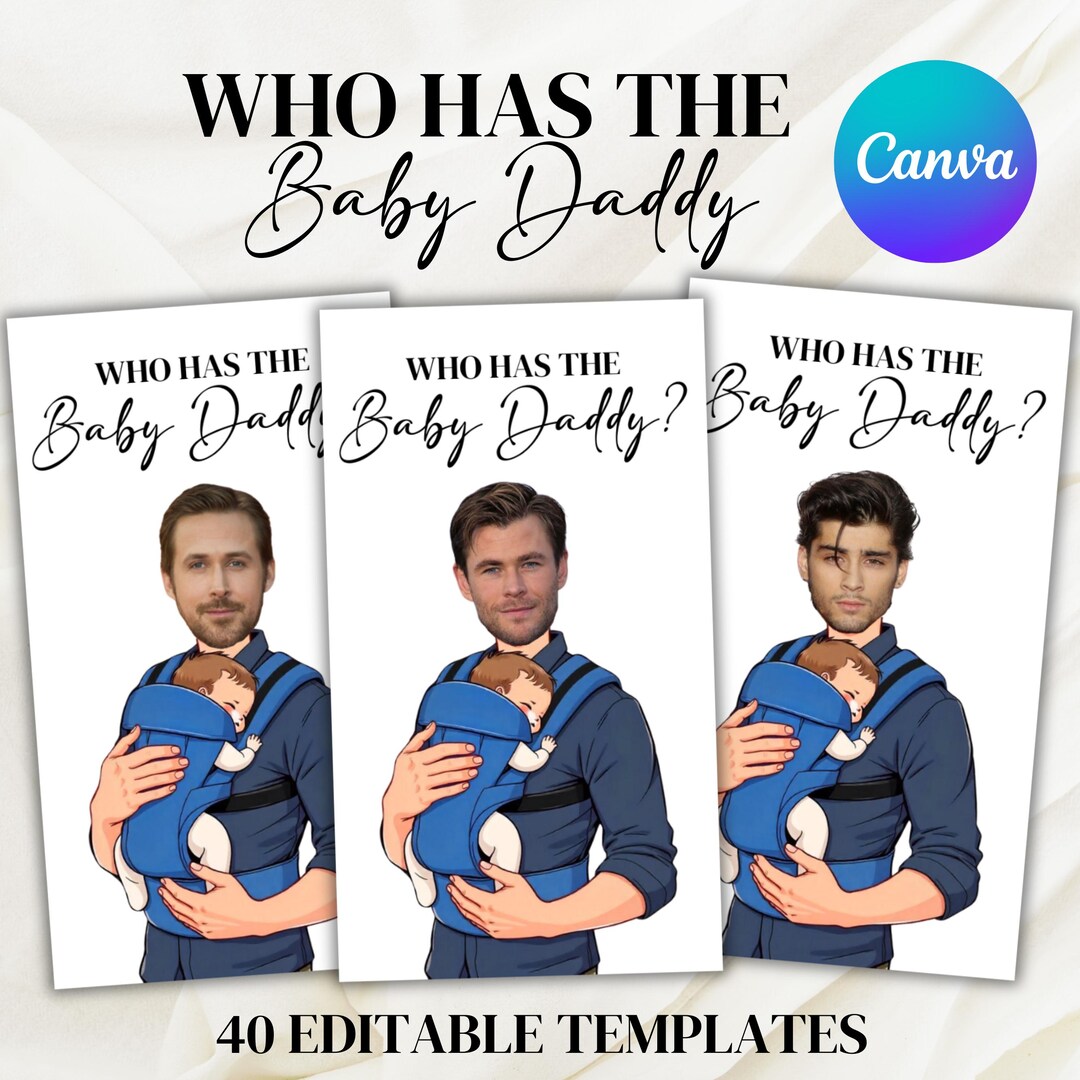 Who Has the Baby Daddy, Printable Baby Shower Game, Find Daddy Scratch ...