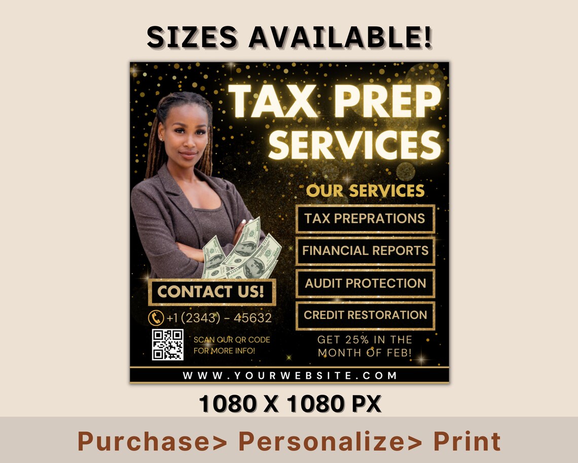 Tax Prep Flyer, Tax Prep Instagram, Tax Flyer Template, Preparation ...
