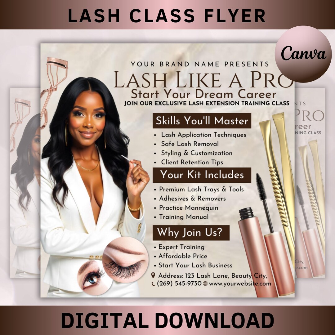 Lash Class Flyer Set | Course Flyer | Lash Training Course | Book Now ...