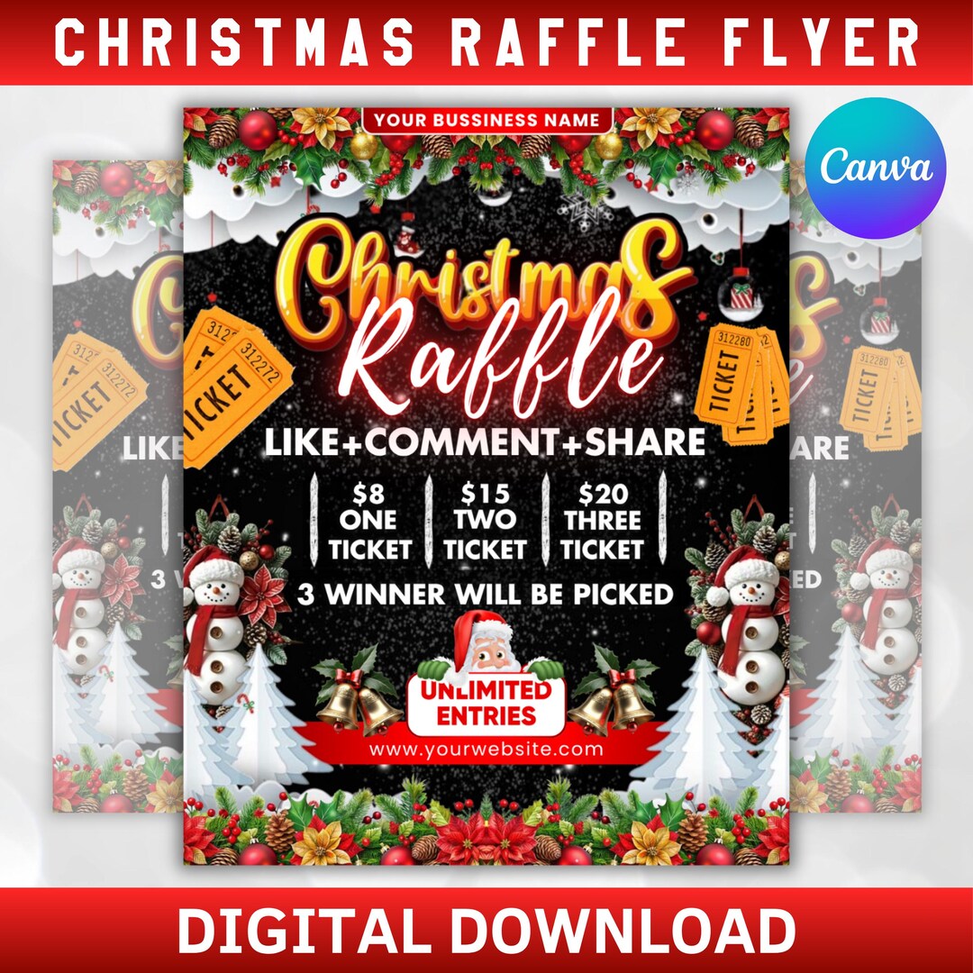 Festive Christmas Raffle Giveaway Flyer - DIY Holiday Flyer for Your ...