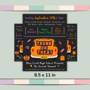EDITABLE Trunk or Treat, Halloween Flyer, Trunk or Treat Invitation ...