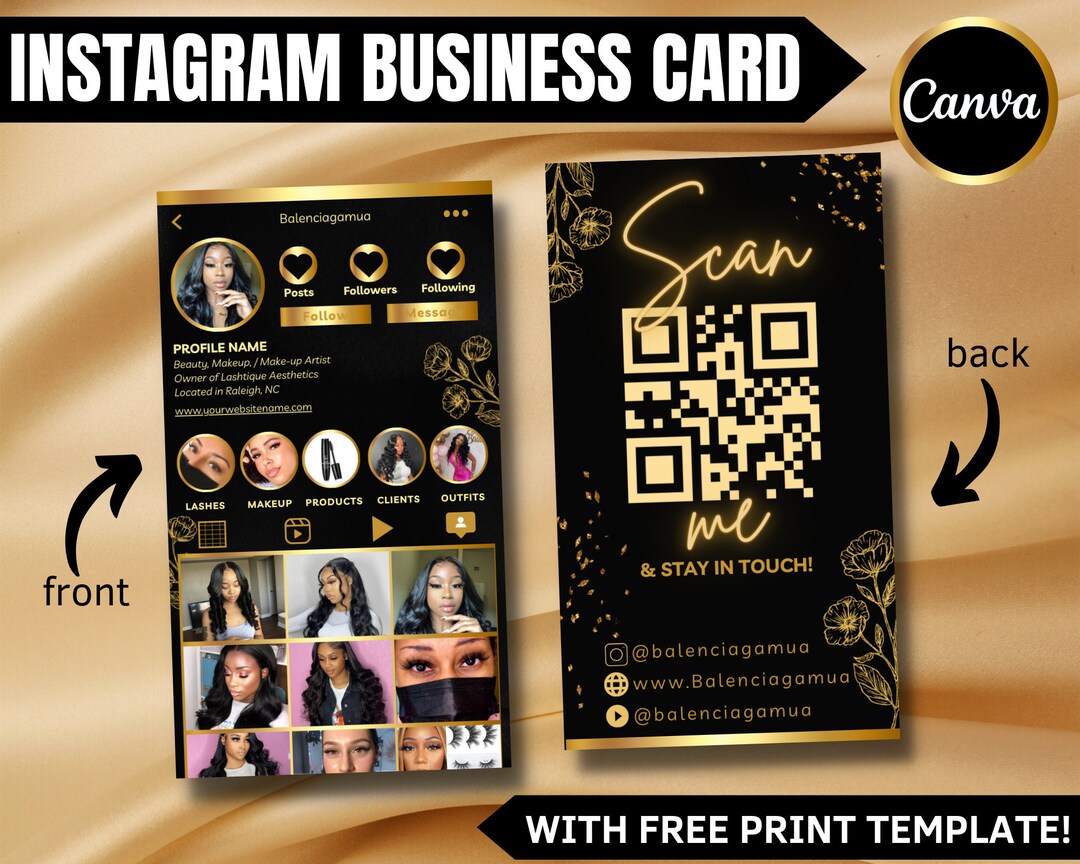 Instagram Business Card 2023, DIY Canva Business Card Template Design ...