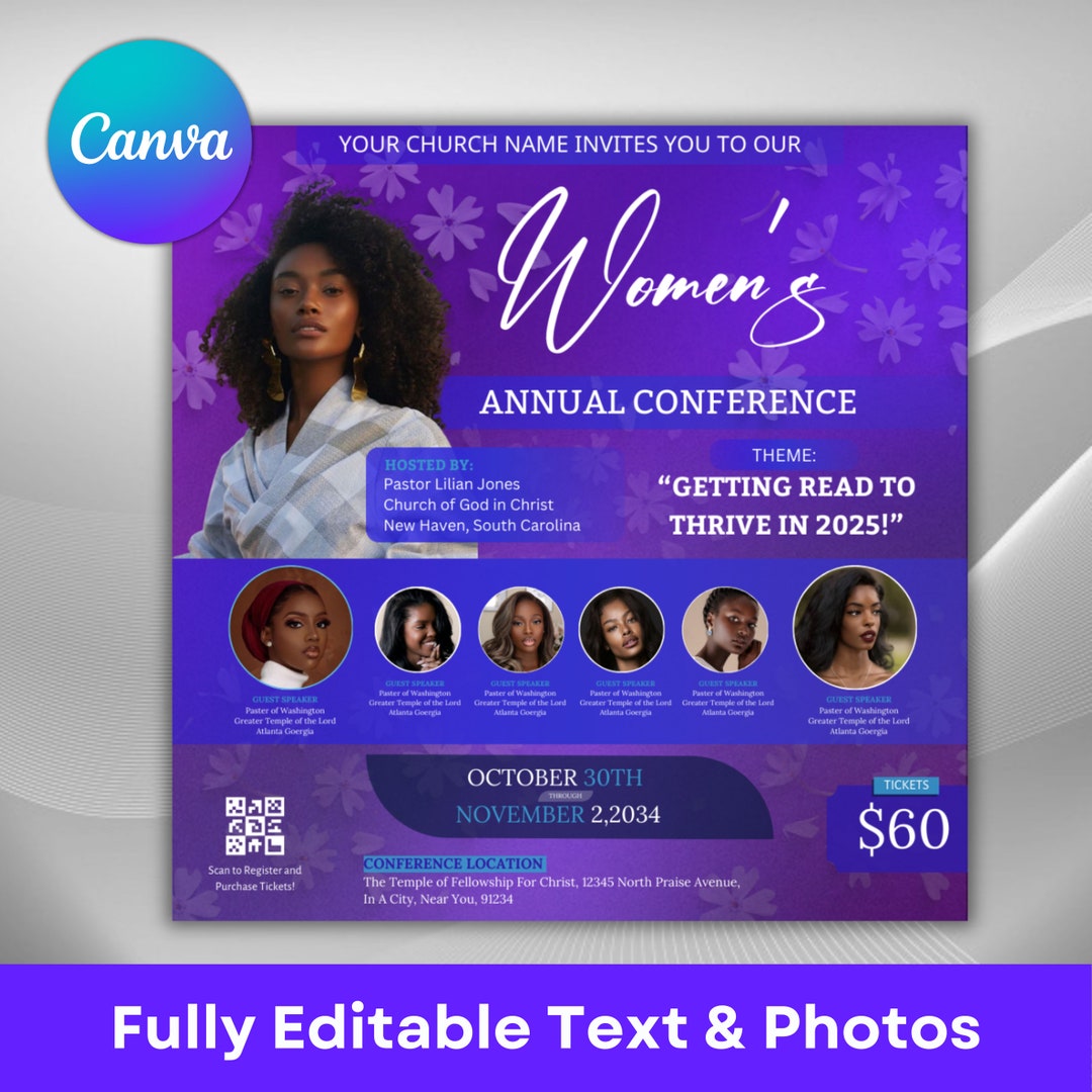 Women's Conference Flyer Canva Template, Women Empowerment Flyer ...