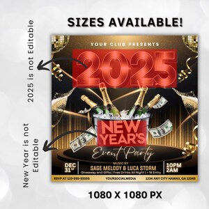 New Year Party Flyer 2025, Canva Template Flyer, Happy New Year ...