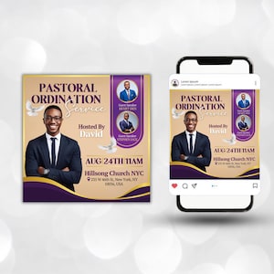 Editable Ordination Service Flyer, Church Flyer, Ordination Church ...