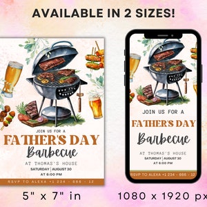 Fathers Day Barbecue Invite, Printable Fathers Day Invitation, Fathers ...