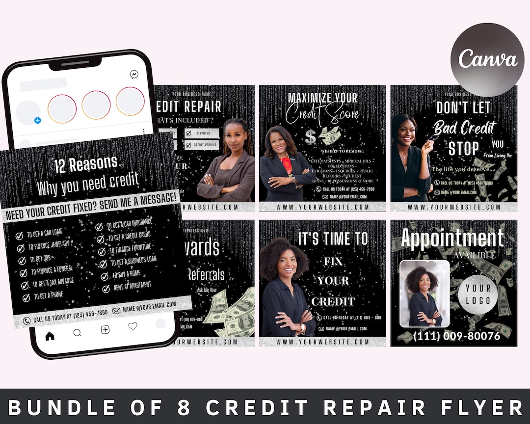 Credit Repair Flyer, DIY Flyer Template Design, Editable Flyer ...