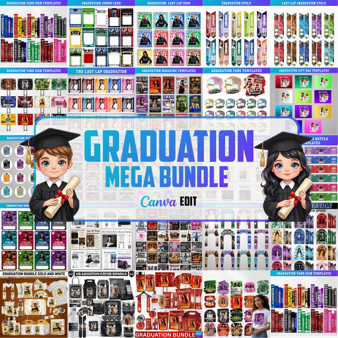 Prek Graduation Bundle,twins Graduation Templategraduation Party Decor ...