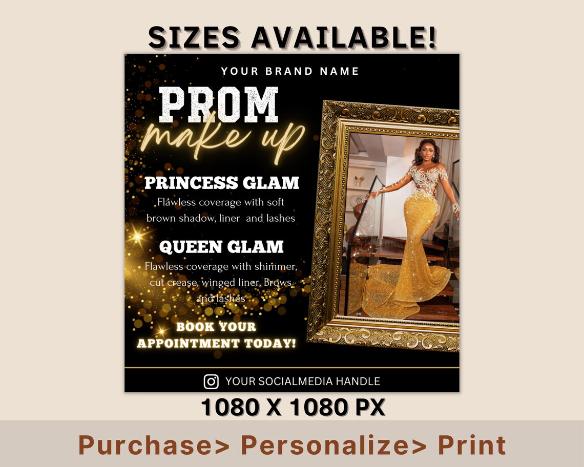 Prom Makeup Flyer, Prom Makeup, MUA Flyer, Makeup Flyer, Prom Flyer ...
