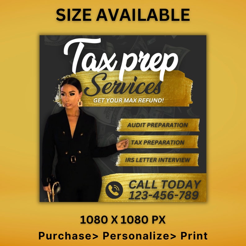 Tax Prep Flyer, Tax Prep Instagram, Tax Flyer Template, Preparation ...