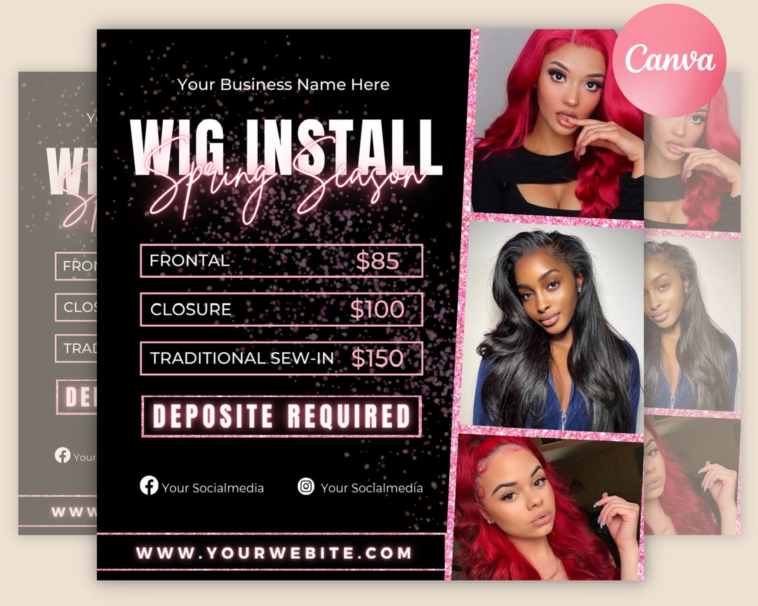 Wig Install Flyer, Spring Flyer, Hair Flyer, Beauty Flyer, Spring Hair ...