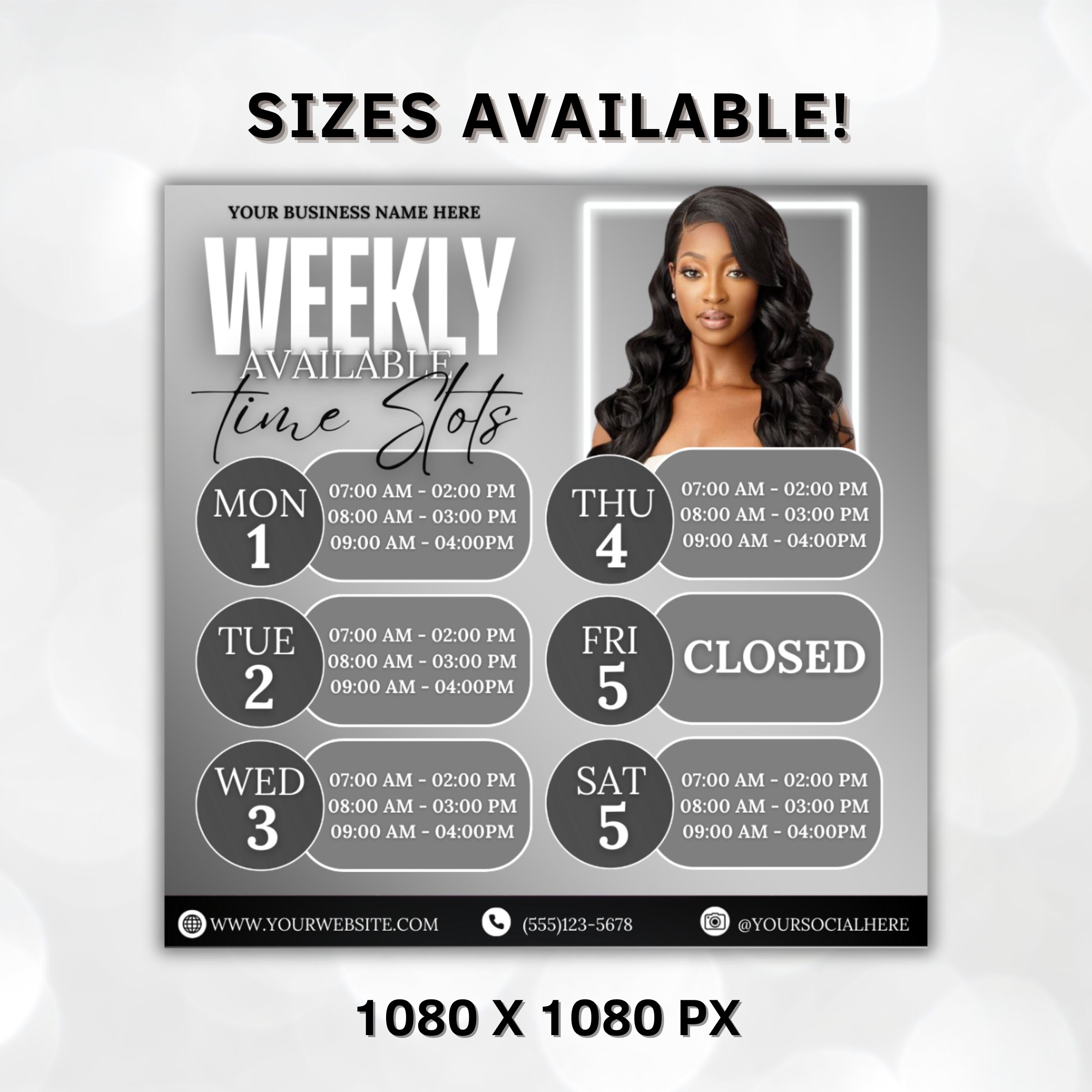 Diy Weekly Time Slots Flyer, Weekly Availability Booking Flyer, Weekly ...