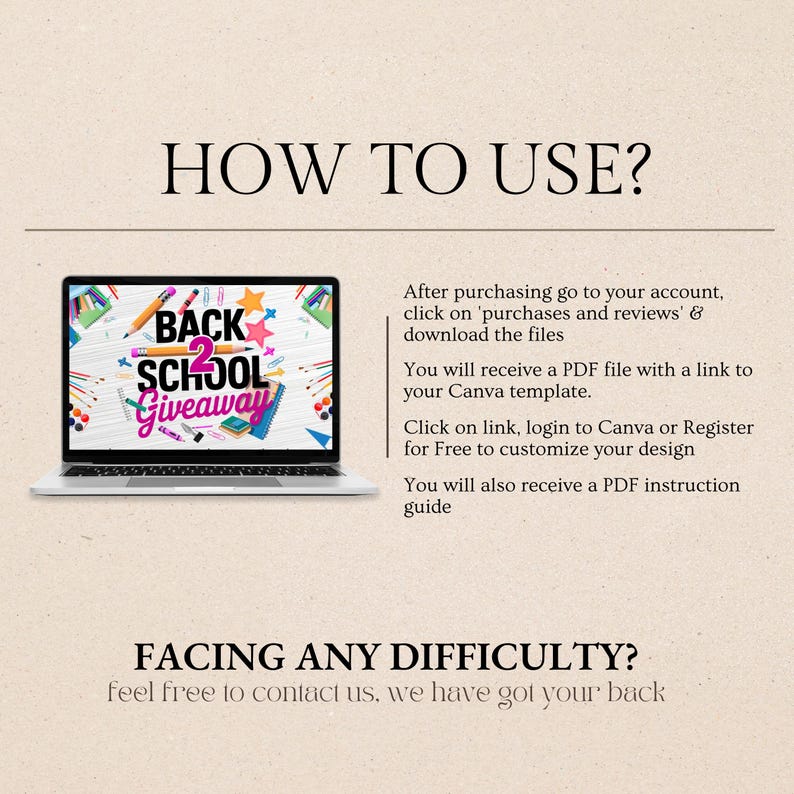 Back to School Flyer Giveaway Flyer, Back to School Supplies Flyer, DIY ...