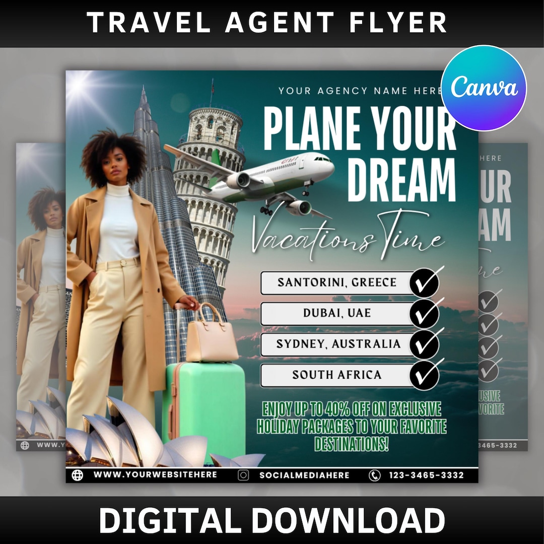 Travel Agent Flyer, DIY E-flyer Template, Travel Flyer, Vacation Flyer ...