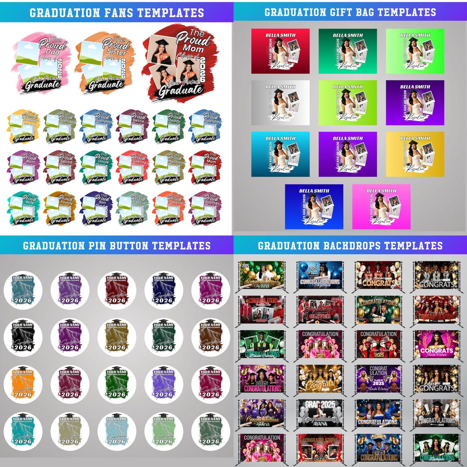 4300+ Graduation Mega Bundle Canva Templates,graduation Fan Template ...