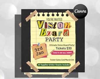 Vision Board Party Flyer, Vision Flyer, Manifesting Event Flyer, Board ...